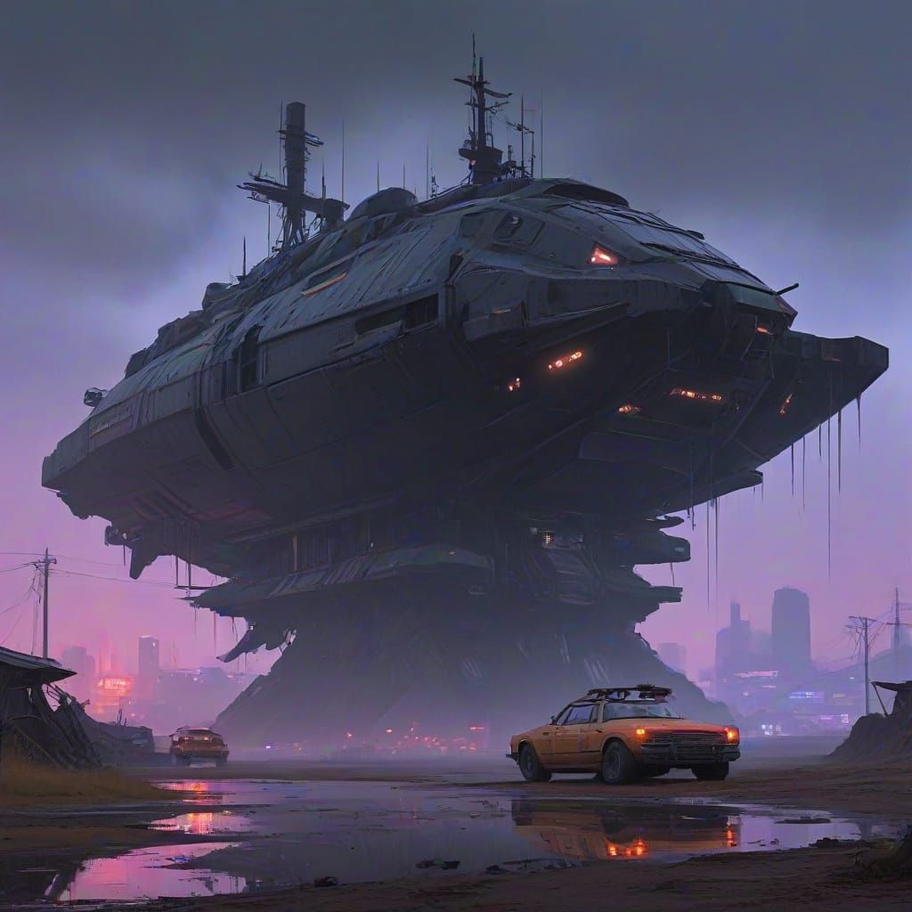 Dark Gothic Retro Sci-Fi Masterpiece in Neon Hues - AI Art