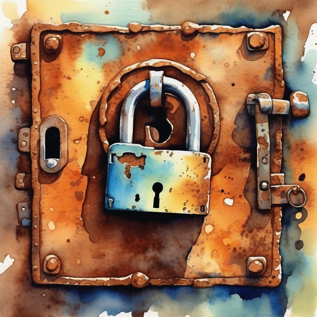 watercolor rusty lock - AI Generated Artwork - NightCafe Creator