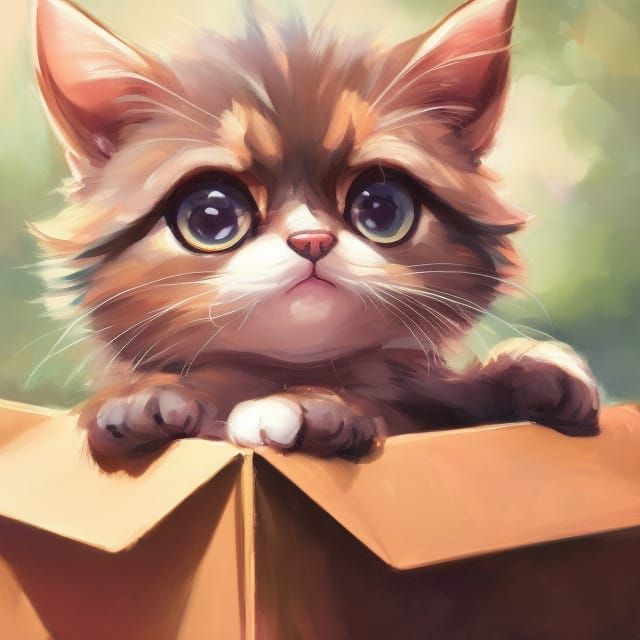 kitten in a box - AI Generated Artwork - NightCafe Creator