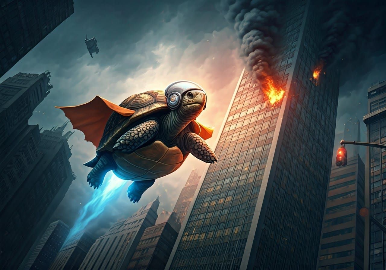 Is it a bird? Is it a plane? No! It’s Turbo Tortoise here to save the day!