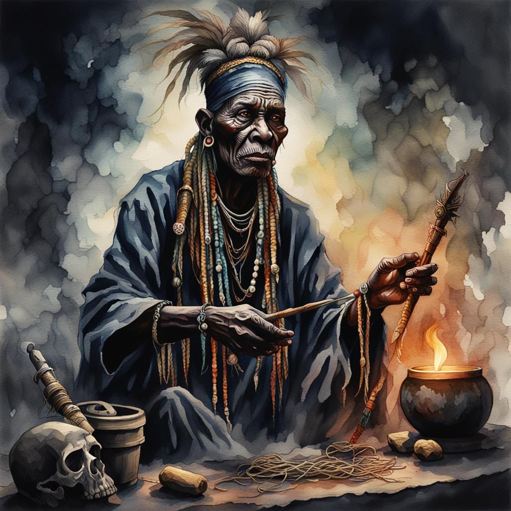 Voodoo in Watercolor - AI Generated Artwork - NightCafe Creator