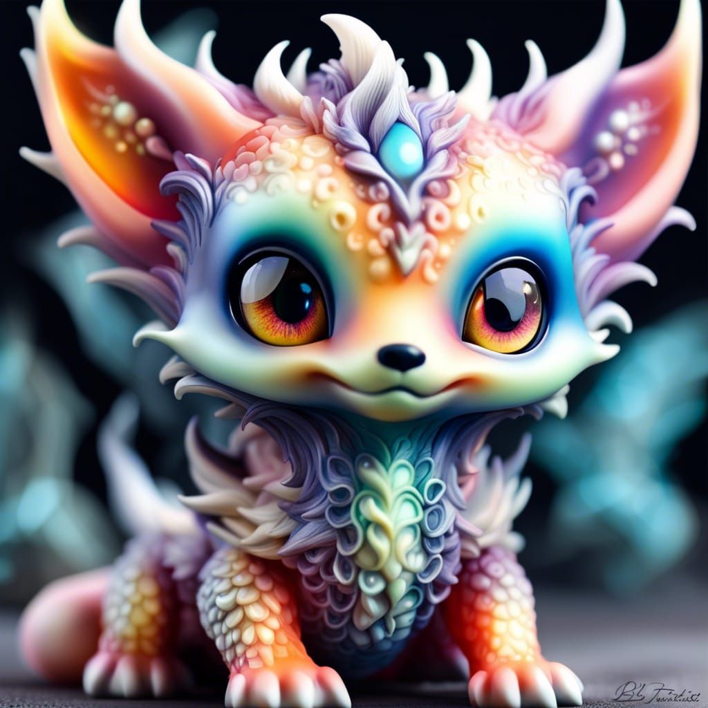 Cutest transluscent baby Dragon-Fox-Ghost ever!! Vaporous etheral ...