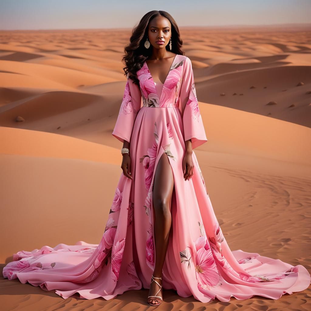 Shades Of Pink Loose Fitting Evening Gown Cartoon. Redone. - AI ...