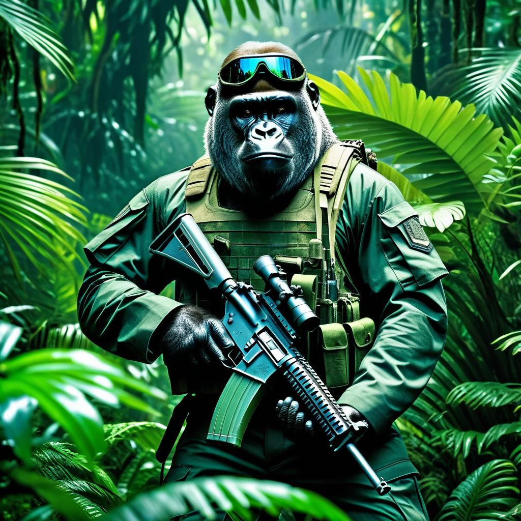Gorilla warfare - AI Generated Artwork - NightCafe Creator