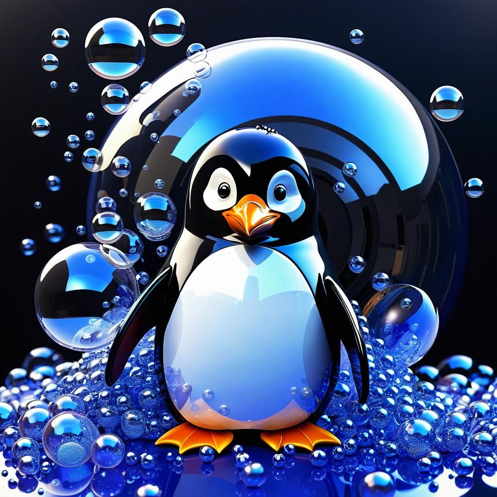 Surreal Portrait of Warrior and Penguin in Sapphir... - AI Art