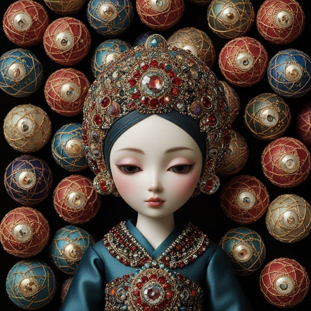 Superimposition on Jewelled Temari Silk Balls