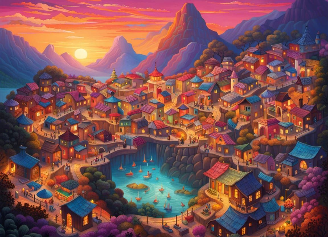 Magic town - AI Generated Artwork - NightCafe Creator