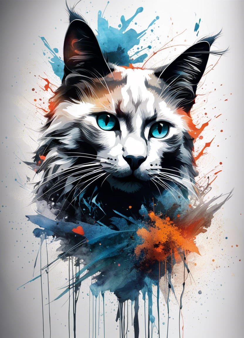 Inkblot art, the cat - AI Generated Artwork - NightCafe Creator
