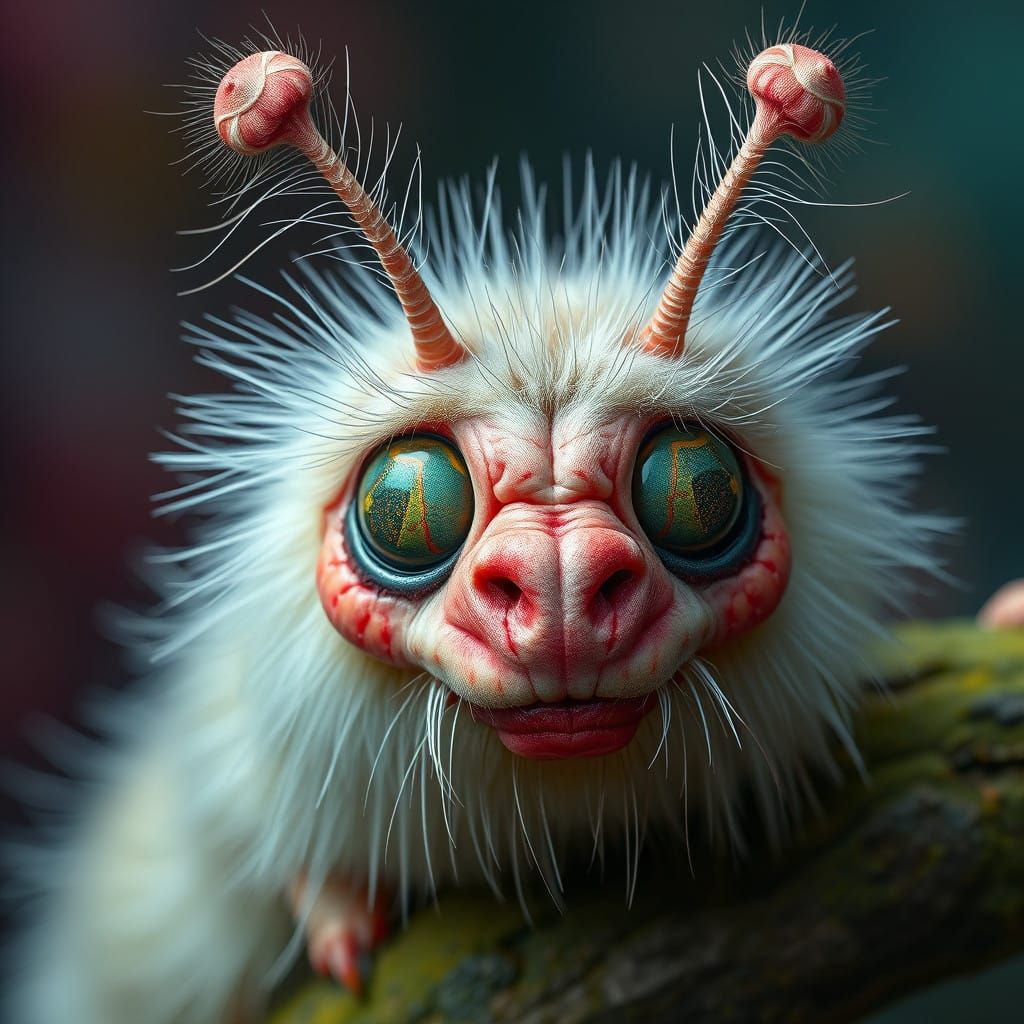Creepy caterpillar - Grotesque Cute Caterpillar with Googly...