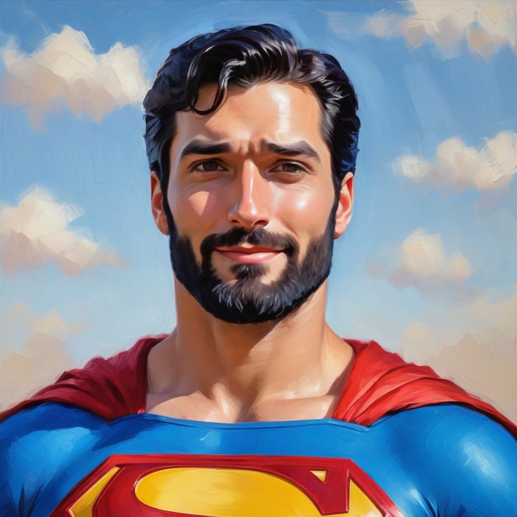 A hero with a beard: Handsome lovely Superman - AI Generated Artwork - NightCafe Creator