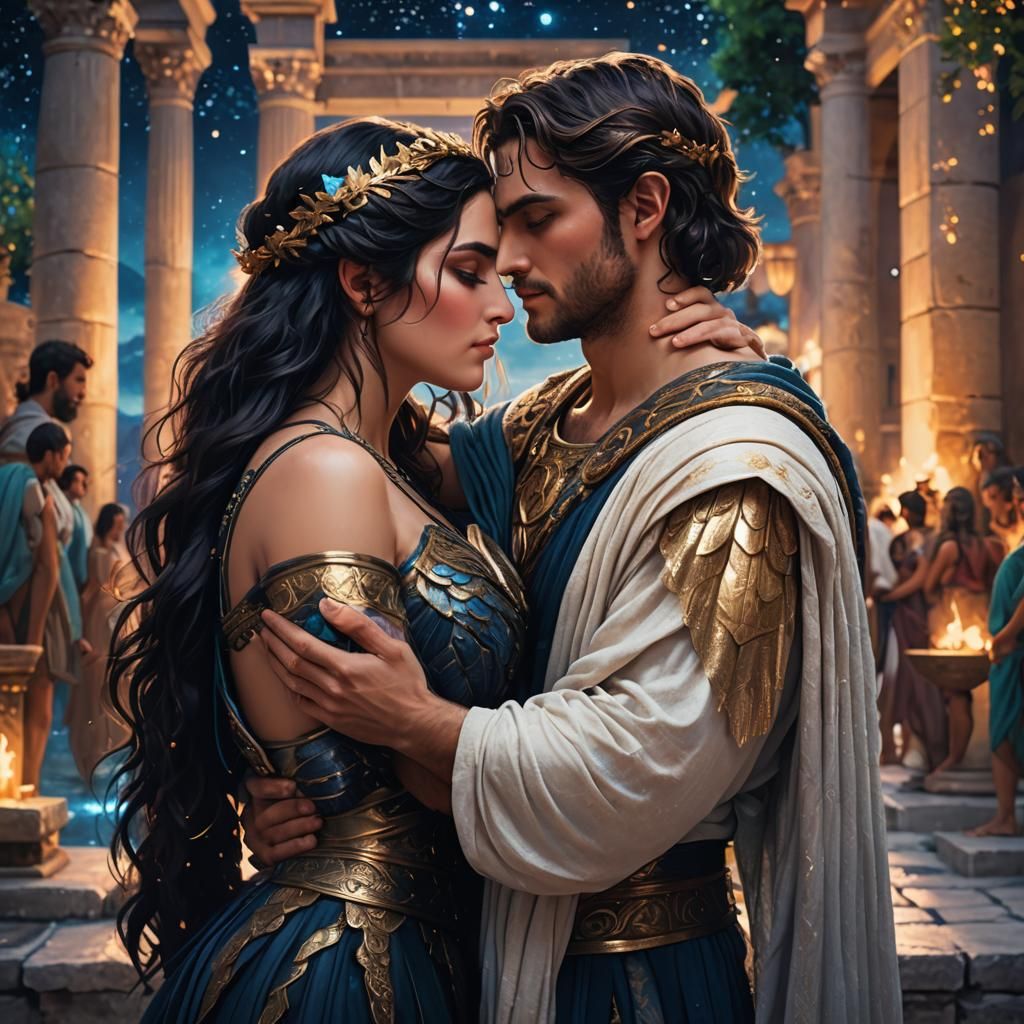 a charming dark-haired male spectral and a dark-haired female spectral ...