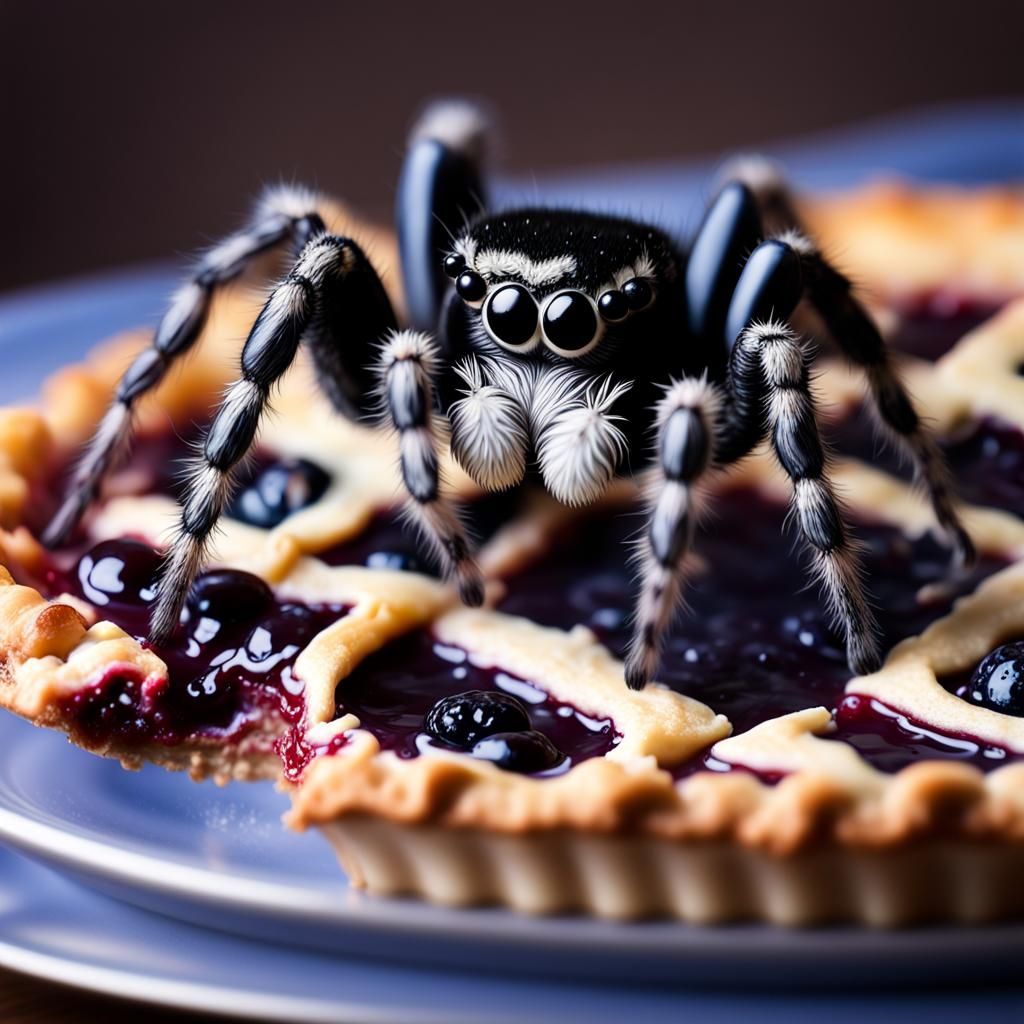 Realistic black and white jumping spider sitting on a realistic ...