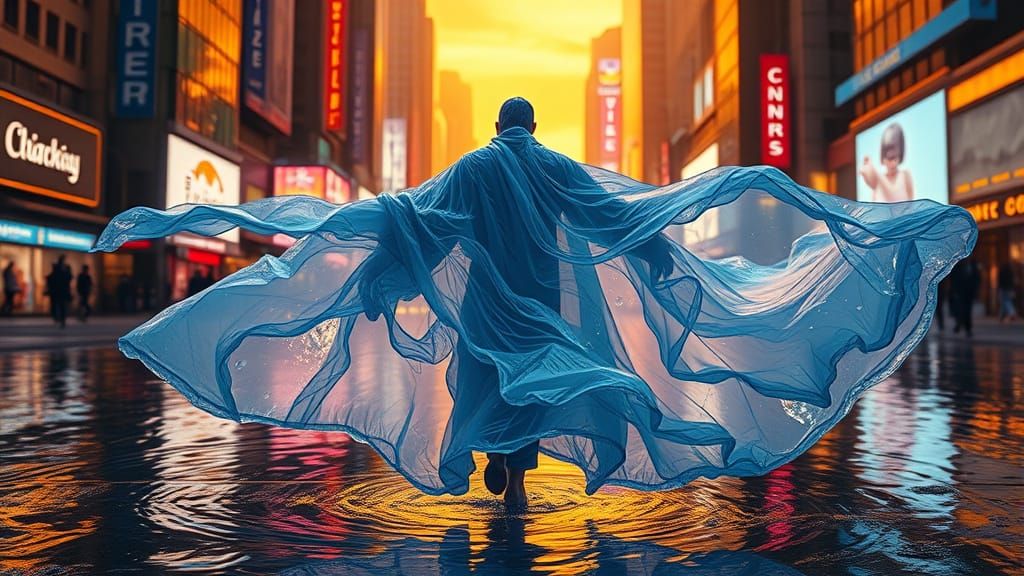 Wearing the Water Cloak - Figure in Crystal Water Cloak, Cit...