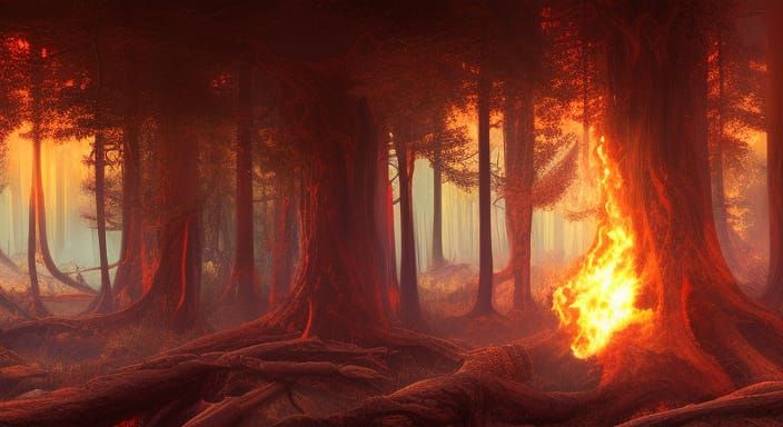 Flaming Forest - AI Generated Artwork - NightCafe Creator
