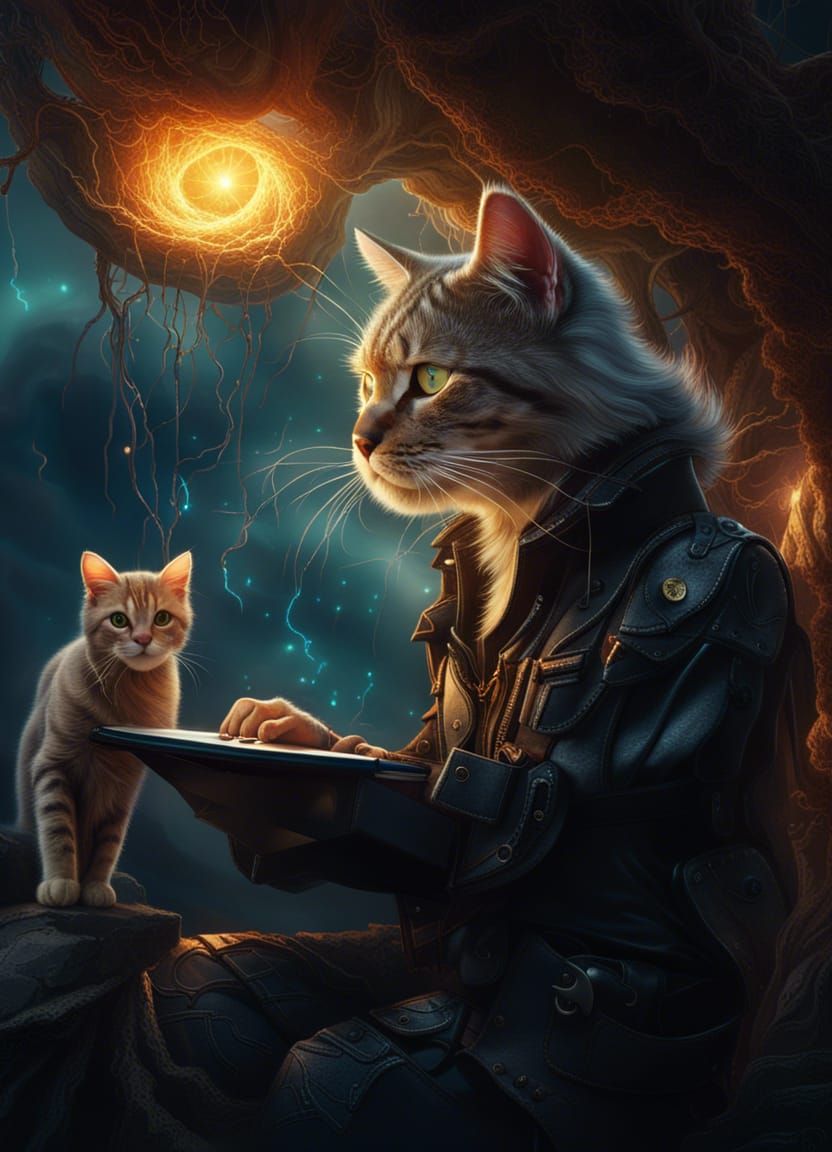 Cat Programmer - AI Generated Artwork - NightCafe Creator