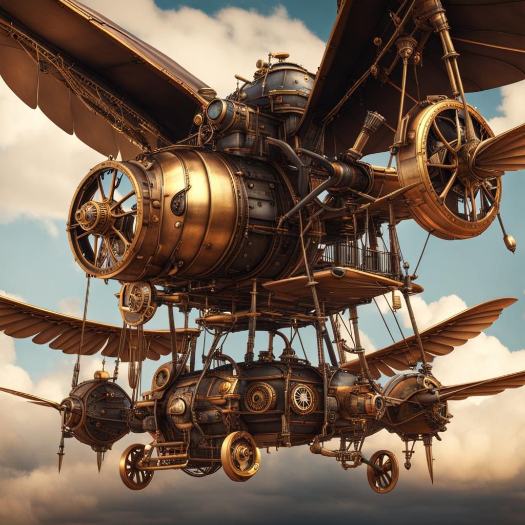 steampunk flying machines with flapping wings 4k photorealistic : r ...