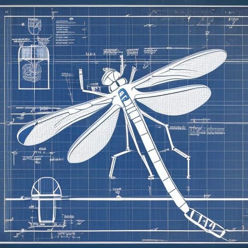 blue print of a robotic dragonfly - AI Generated Artwork - NightCafe ...