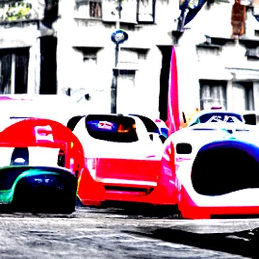 Racing Cars in the Street - AI Generated Artwork - NightCafe Creator