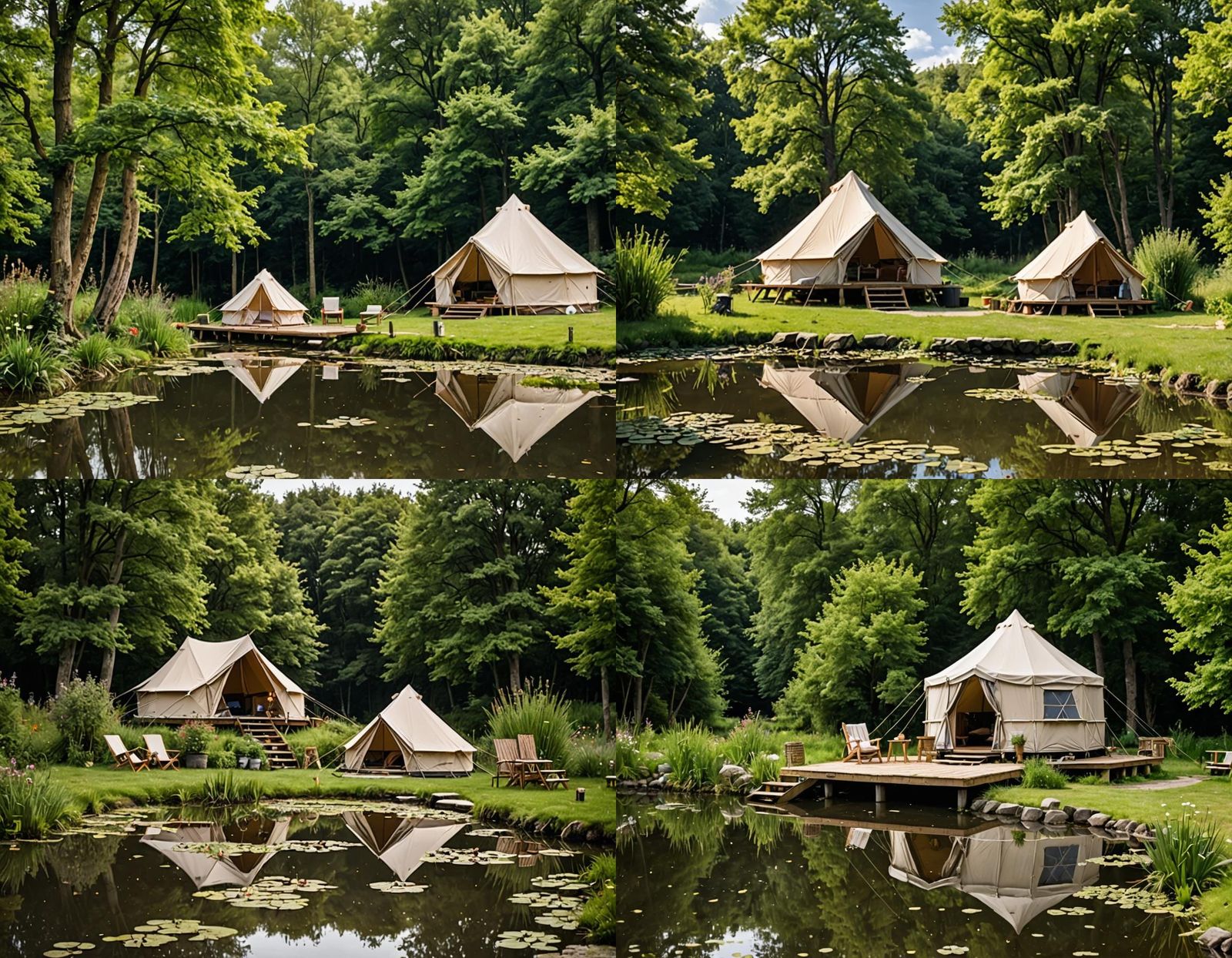 glamping near a pond - AI Generated Artwork - NightCafe Creator