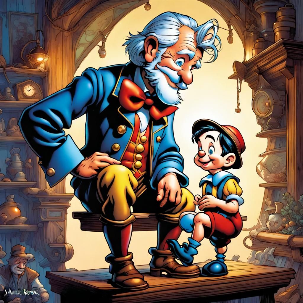 Pinocchio and Geppetto - AI Generated Artwork - NightCafe Creator