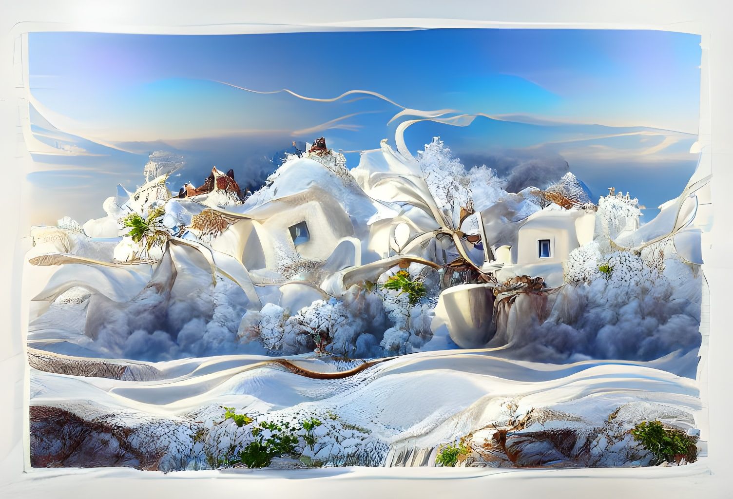 Creamy coffee white winter swirl landscape - AI Generated Artwork ...