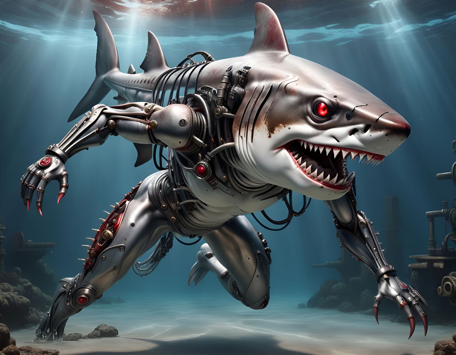 Terminator Shark - AI Generated Artwork - NightCafe Creator
