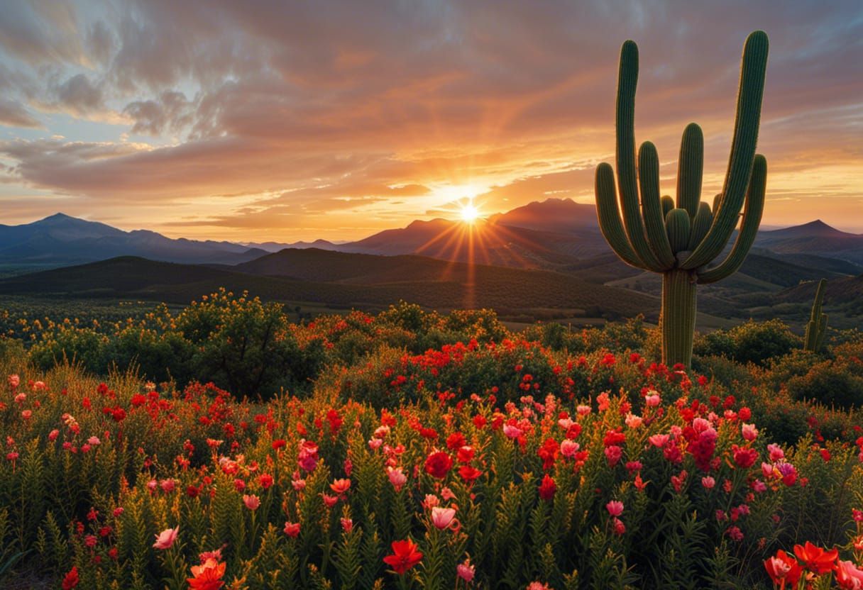 Sunset with sparkling epic Cinematic dramatic masterpiece Arizona ...
