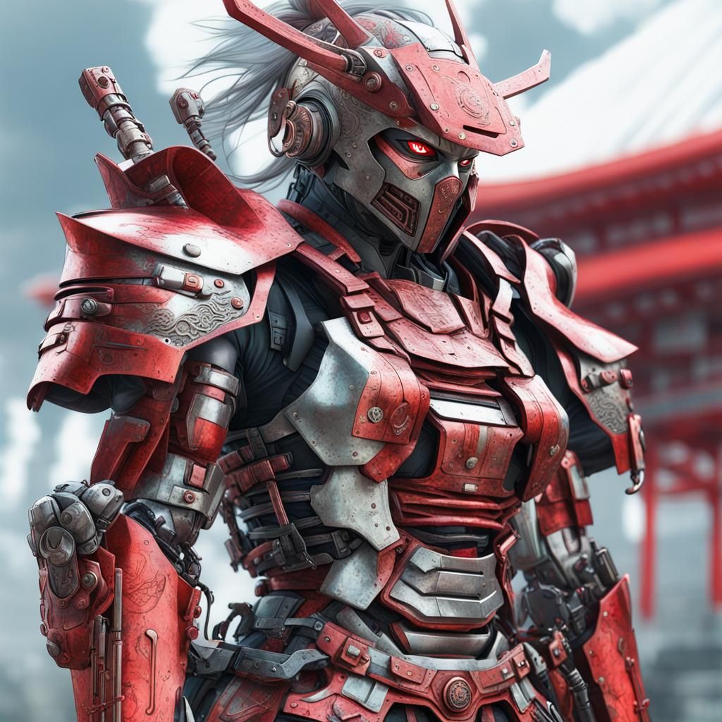 POWER ARMOR SAMURAI: RED/SILVER - AI Generated Artwork - NightCafe Creator