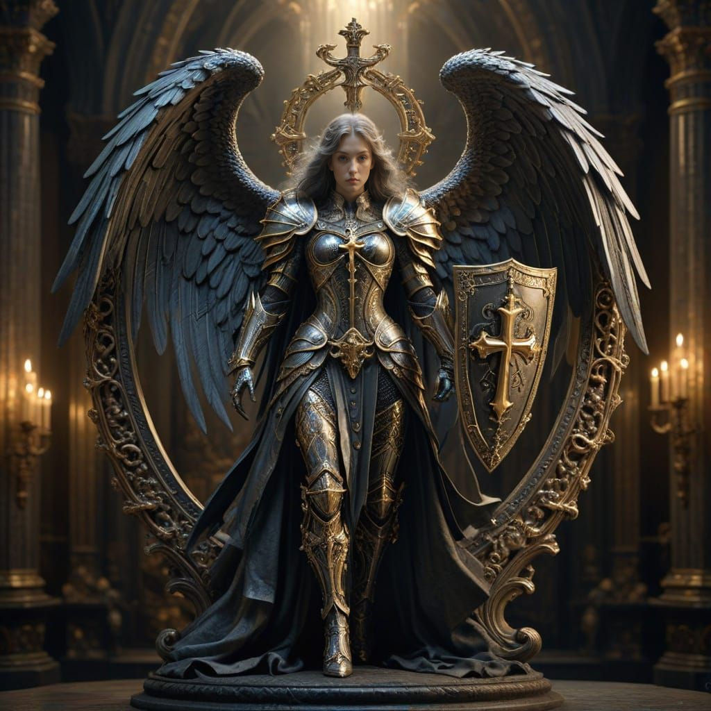 angel in armor with a shield - angel in armor with a shield