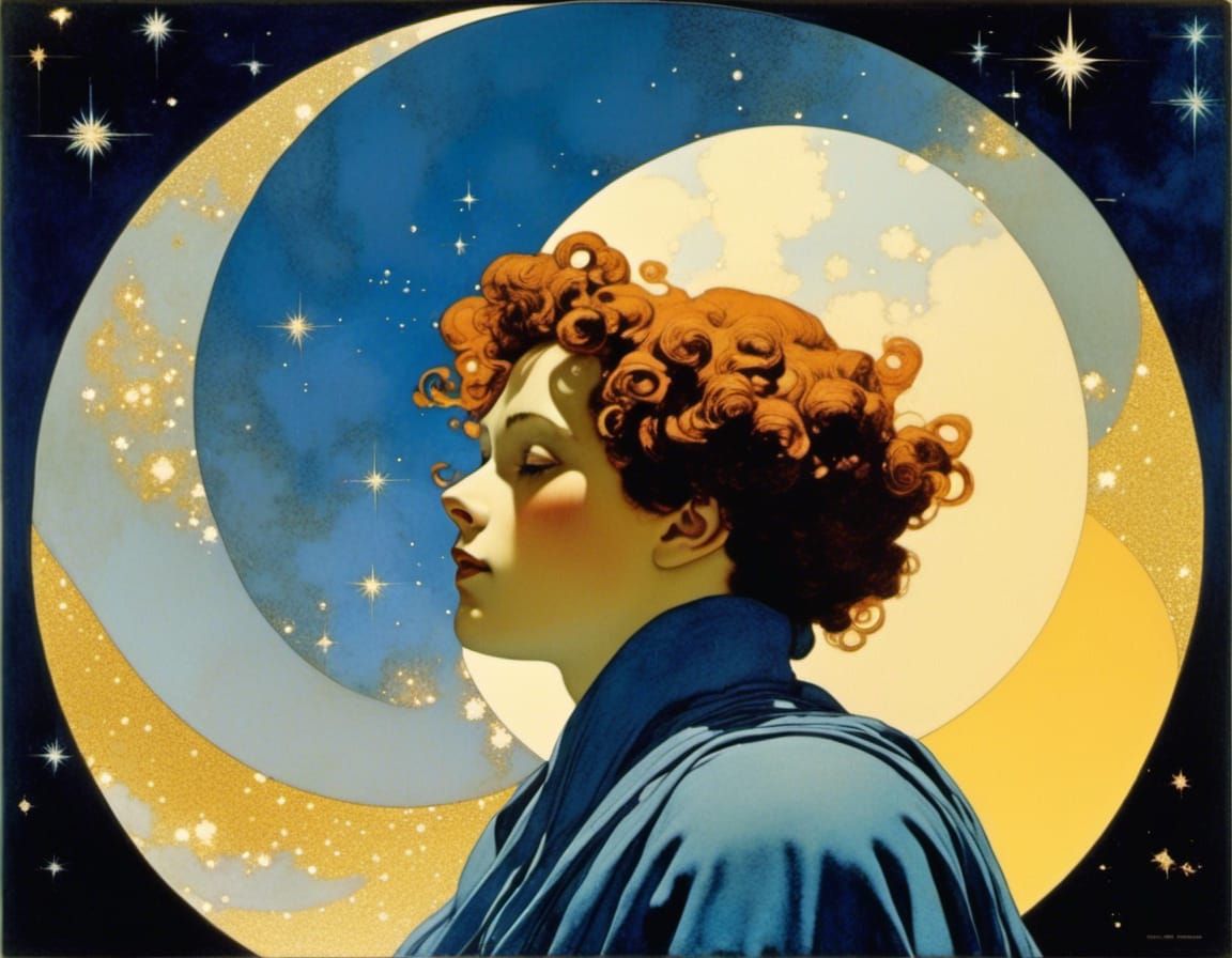 Maxfield Parrish celestial sky, dreamy dreamer, sparkling ️ ️ ️ ...