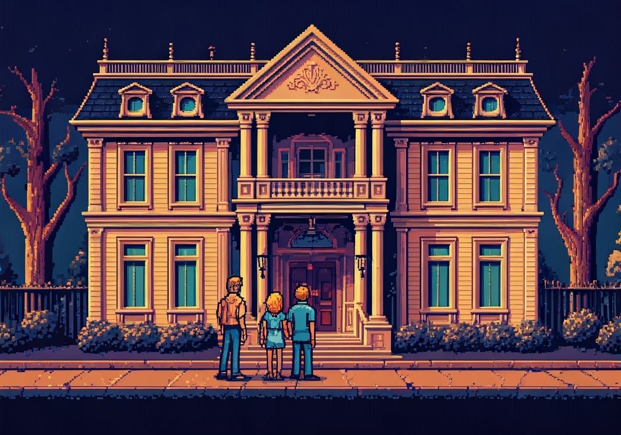 a commodore 64 screendump - Retro-Futuristic Pixel Art Scene...