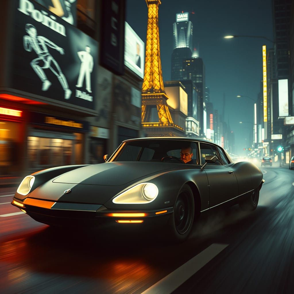 Cyberpunk Citroën DS 21 Hypercar Speeds Through Fu... - AI Art