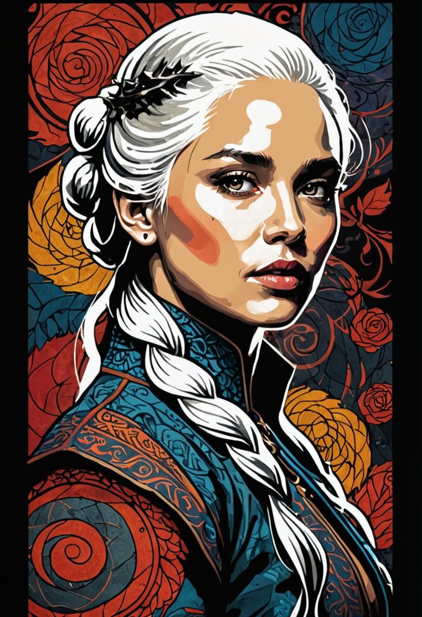 intricate mother of the dragons portrait by Paul Lovering and Mattias ...