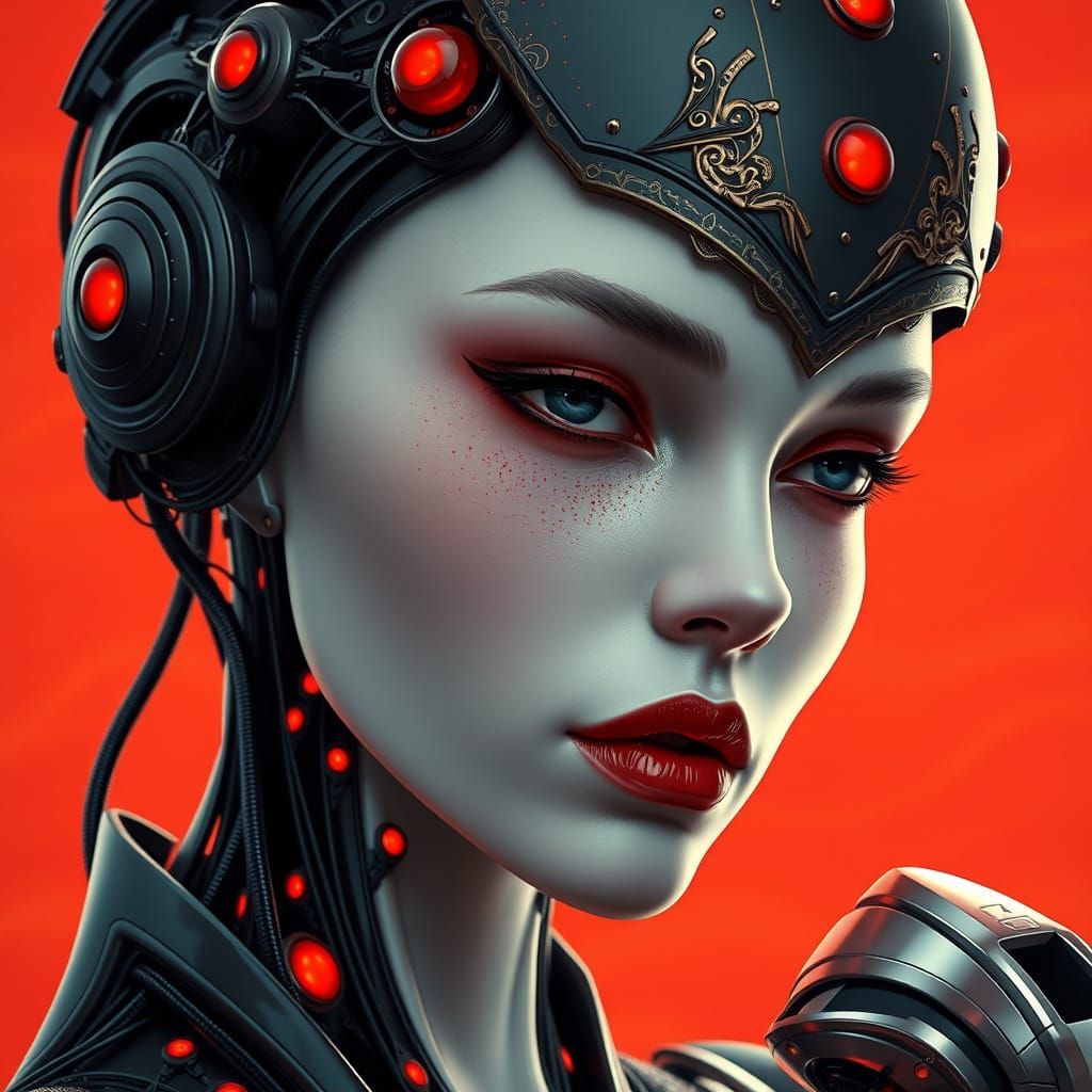 A cybernetic female figure - A cybernetic female figure