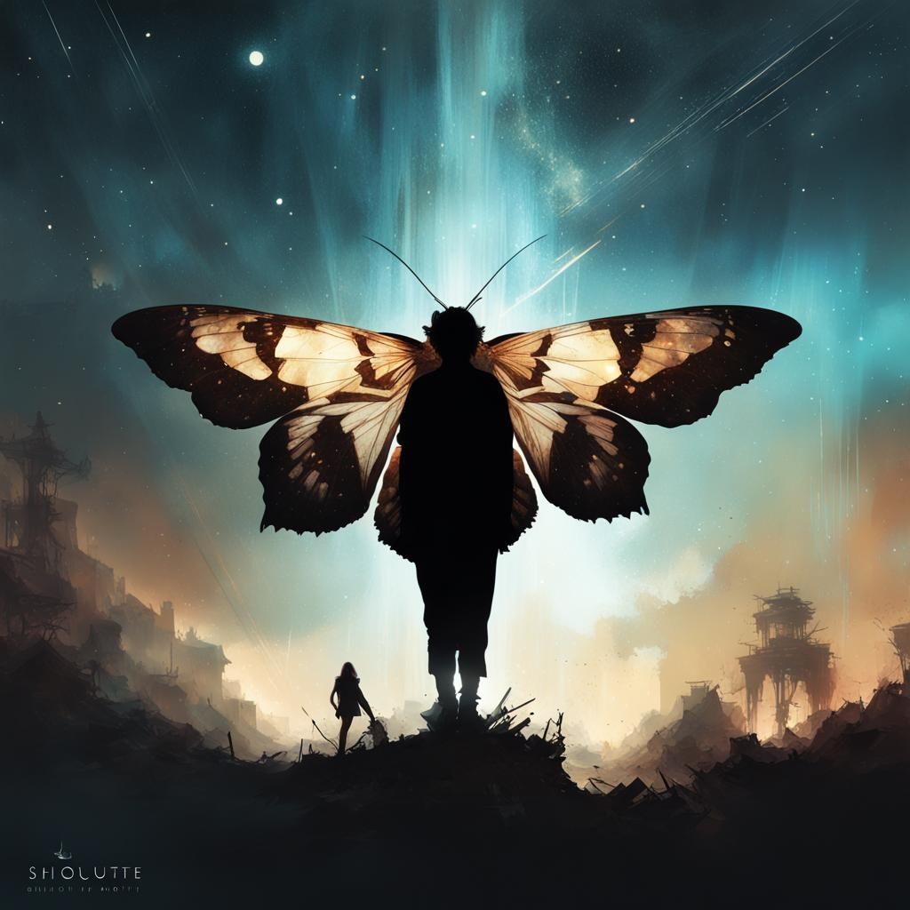 silhouette of a moth+space Double exposure galaxy moth : by Bastien ...