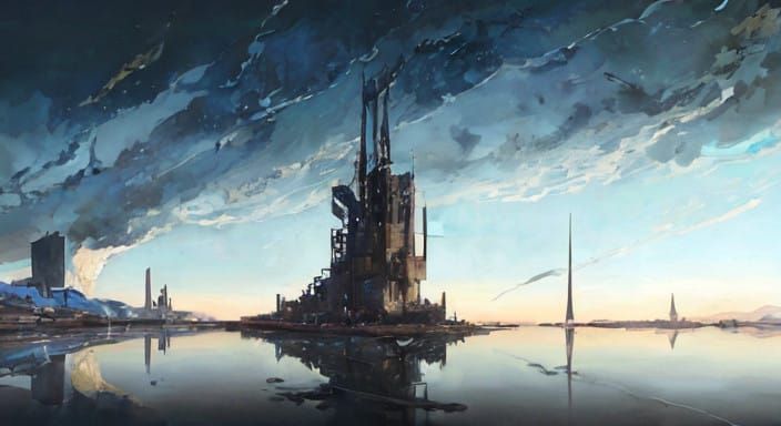 Mecha God in Industrial Labyrinth of Grey Steel an... - AI Art