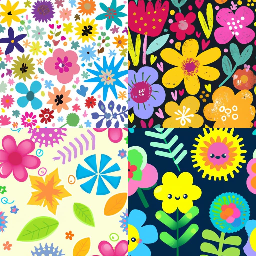 Cartoon flower pattern. - AI Generated Artwork - NightCafe Creator