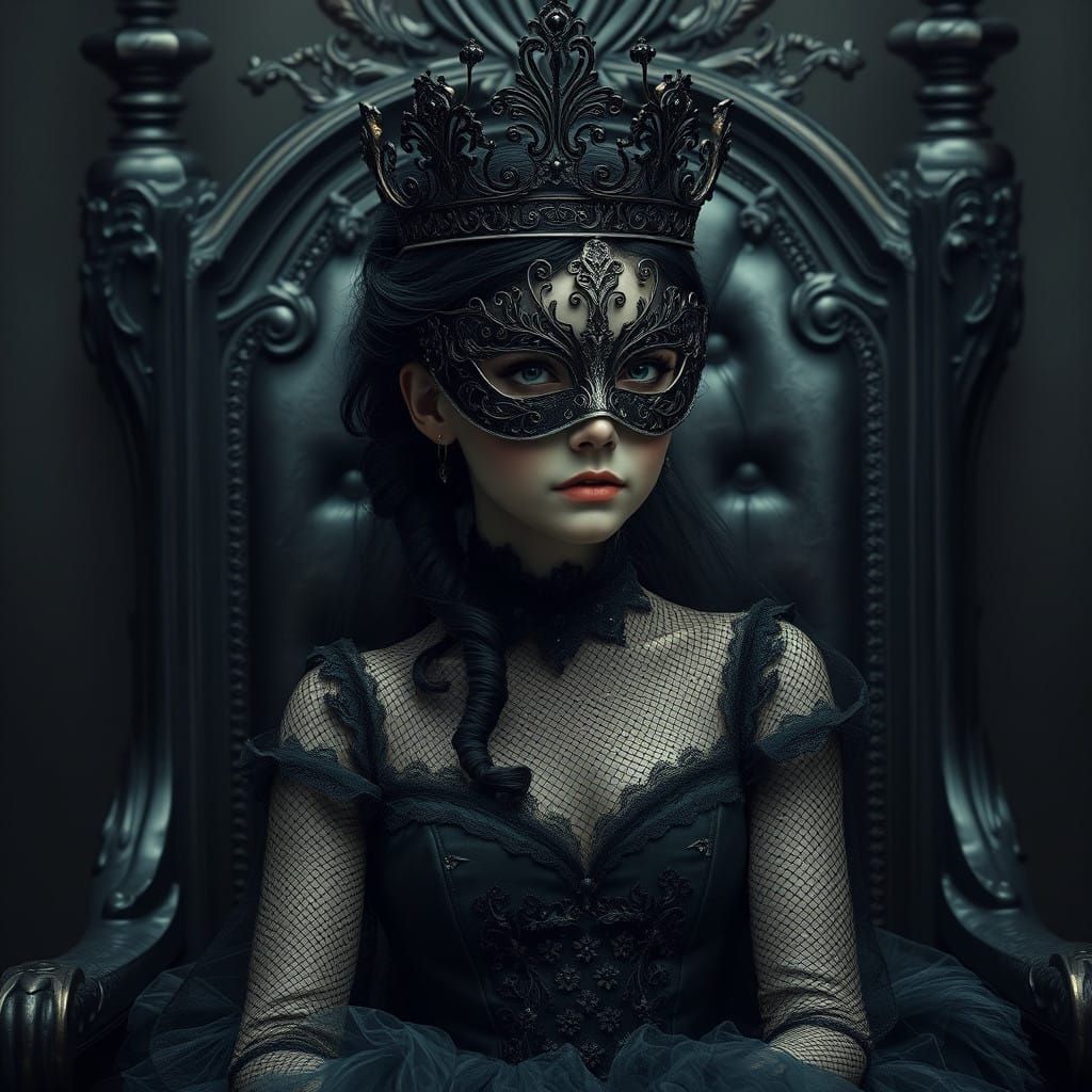 princess sits regally on a throne, adorned in a lavish ballroom gown ...