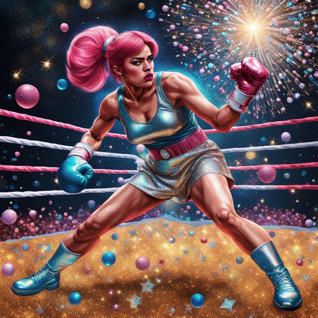 Cosmic Lady Boxer - AI Generated Artwork - NightCafe Creator