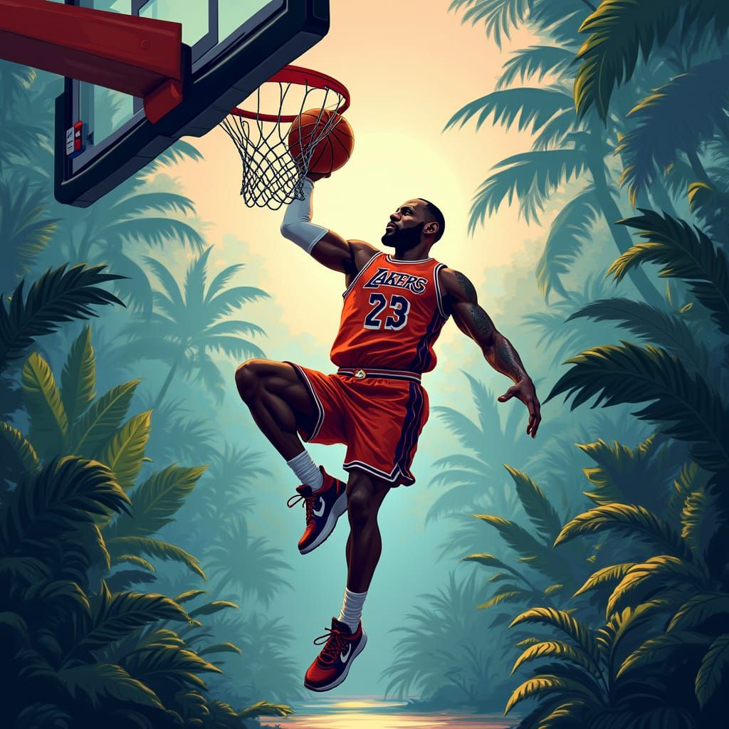 lebron dunking on a monkey - Lebron James Dunks in Jungle,...
