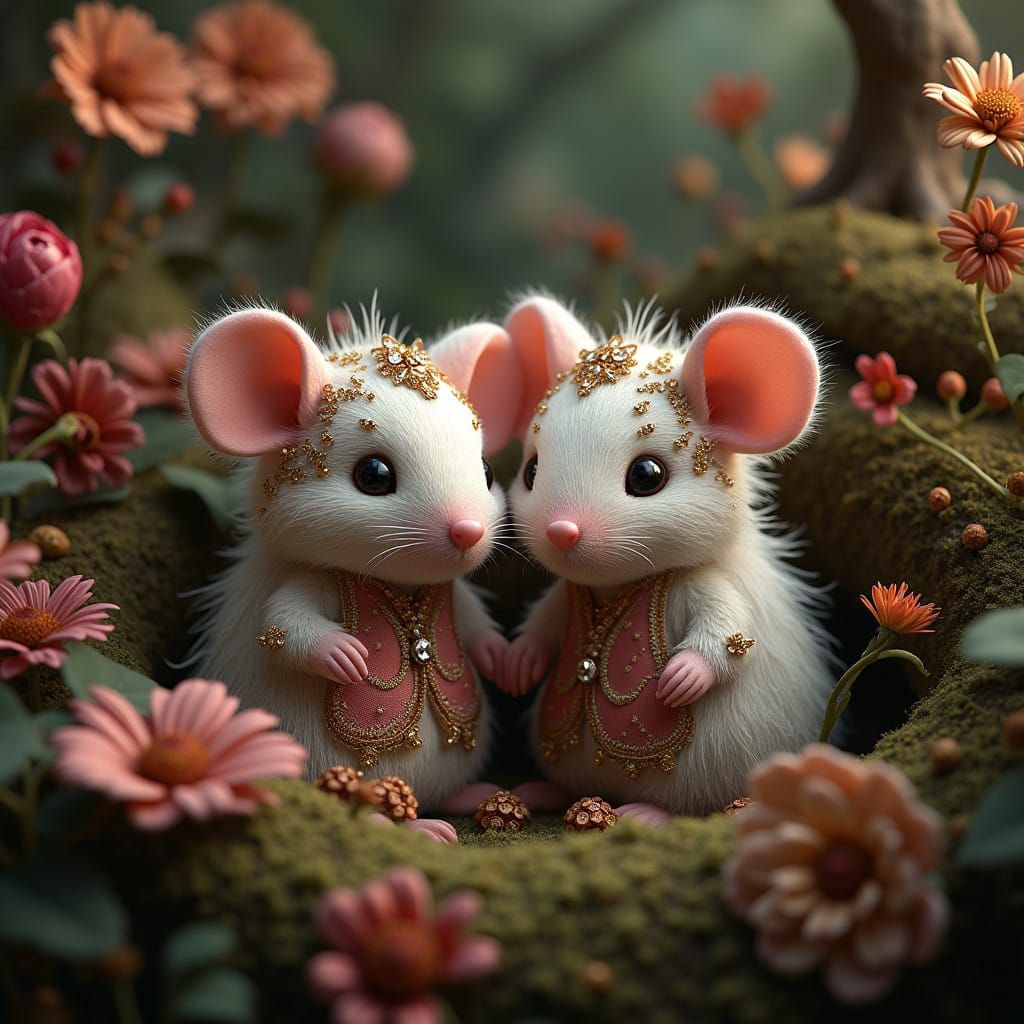 Stuffed mice - Exquisitely Detailed Whimsical Mice in a Fan...