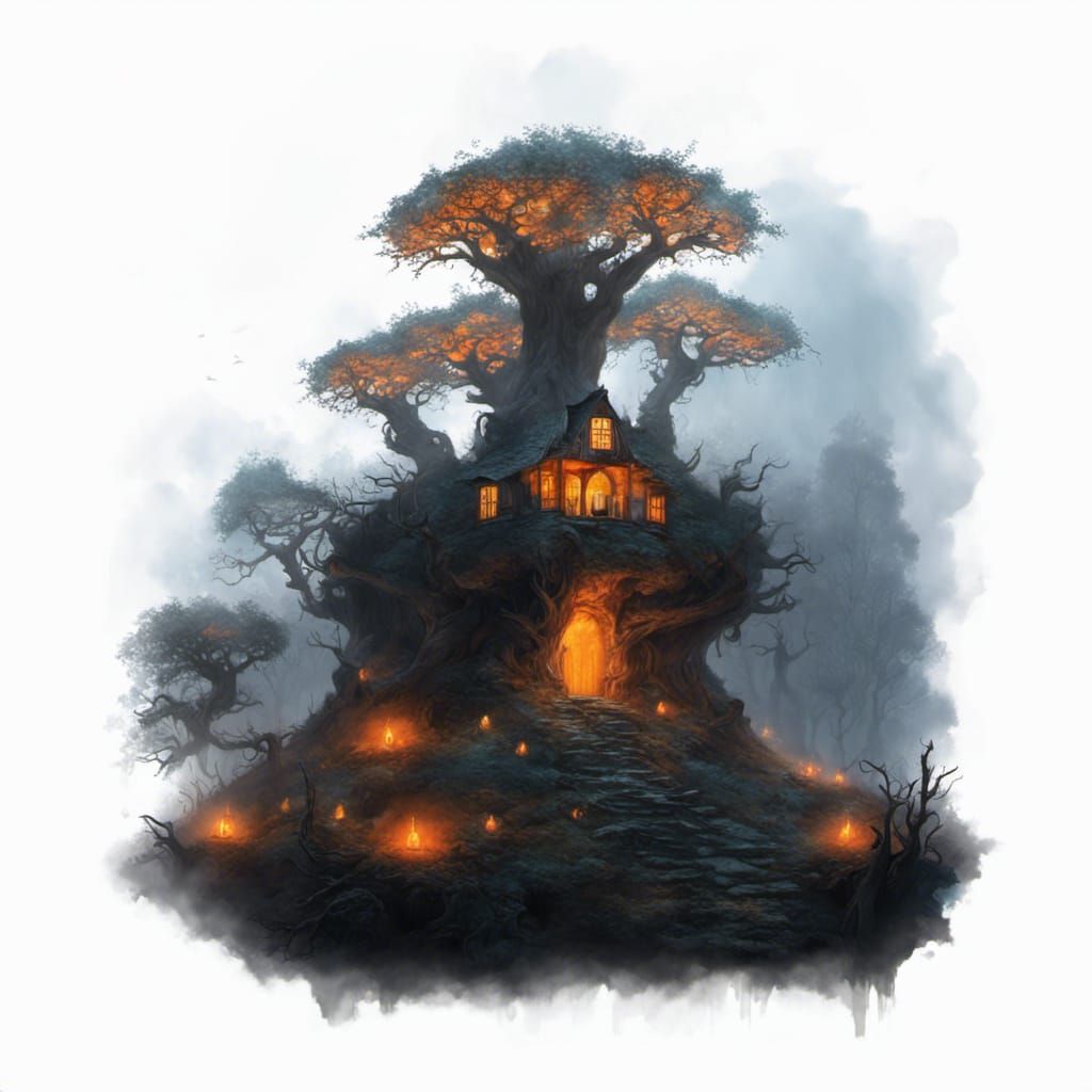 Haunted Treehouse - AI Generated Artwork - NightCafe Creator