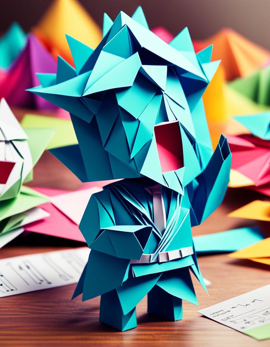Paper Origami Papercraft Scene of Devoted Follower... - AI Art