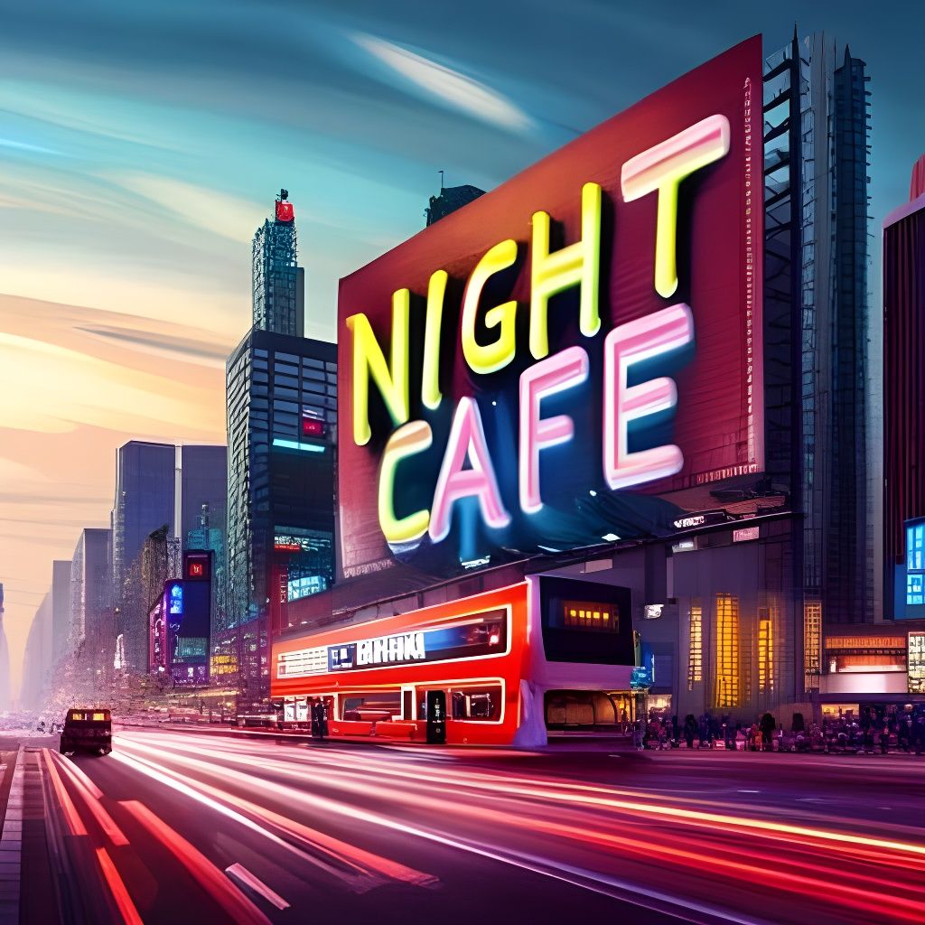 "NIGHT CAFE" billboard Sign - AI Generated Artwork - NightCafe Creator