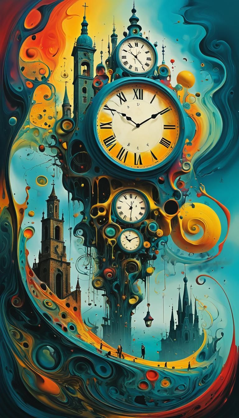 Dreamscape of Melting Clock Towers - AI Art