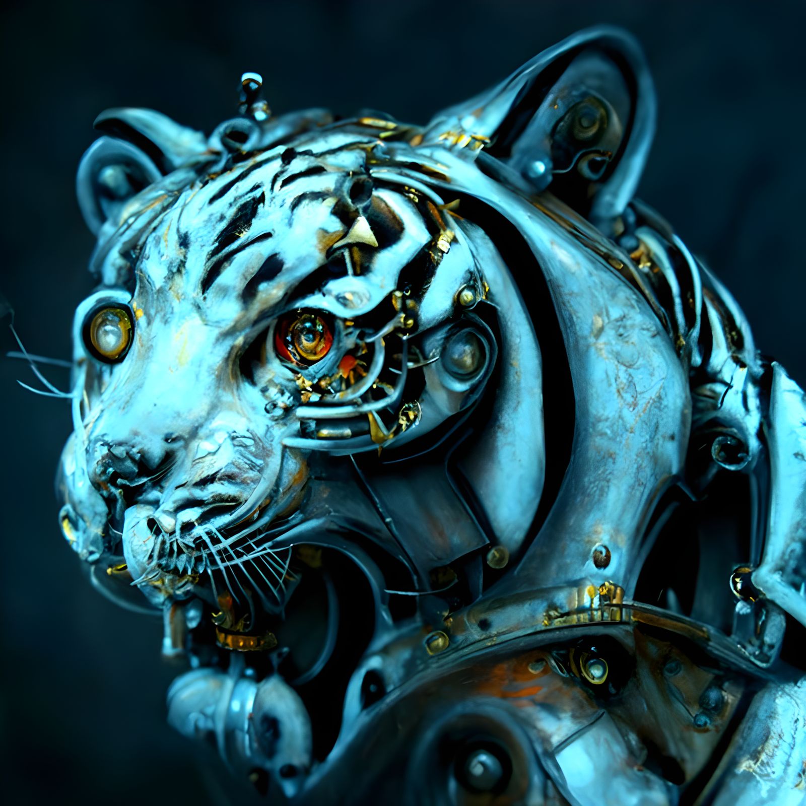 Clockwork Tiger - AI Generated Artwork - NightCafe Creator