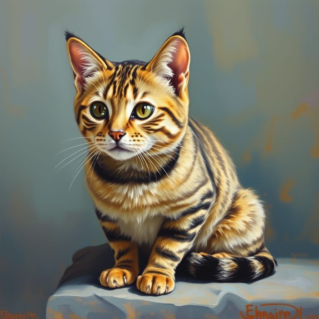 tabby cat - Whimsical Tabby Cat in Oil Painting Style