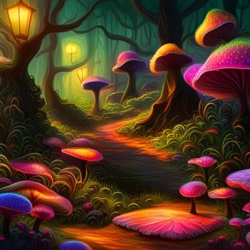 Shroom forest - AI Generated Artwork - NightCafe Creator