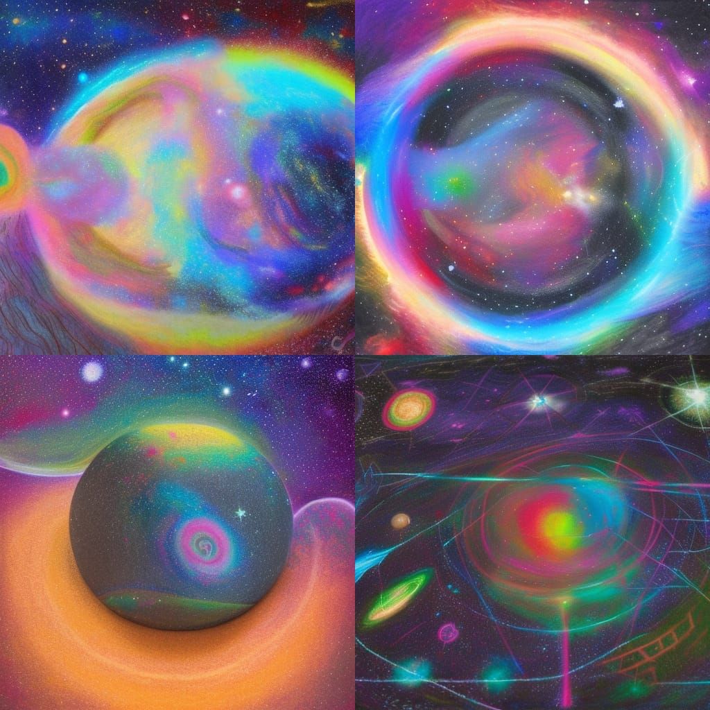 Drawing the universe with ground chalk. 8k resolution holographic ...