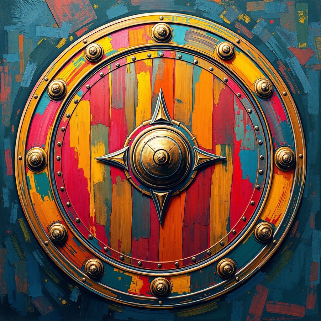 the shield of Achilles - Epic Gouache Shield of Greek Mythol...